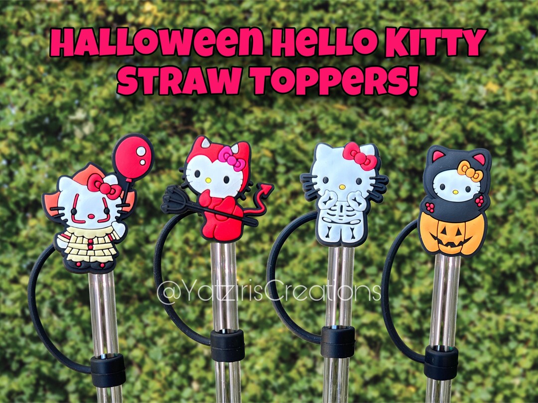 Spooky Hello Kitty Straw Toppers Hello Kitty Straw Covers Horror Kawaii ...
