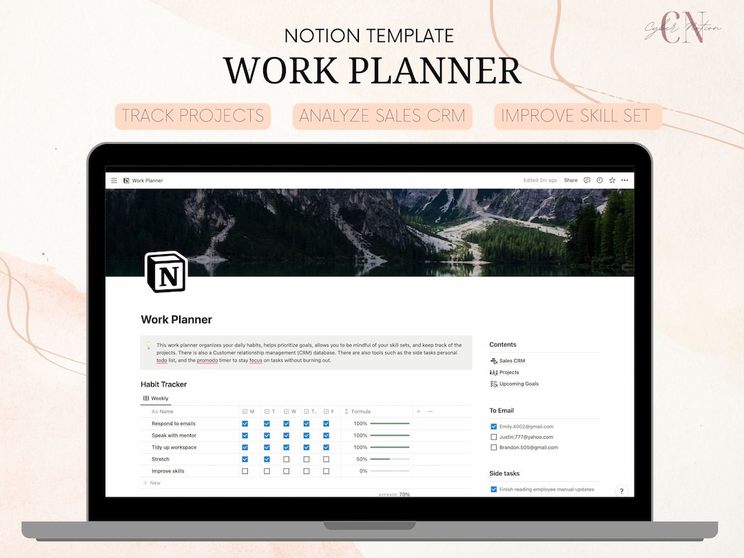 Work Planner Notion Template - Etsy