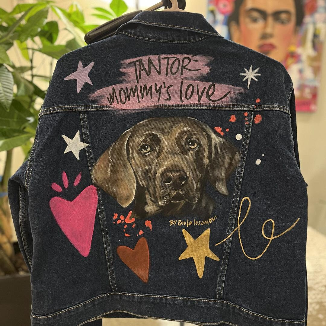 Personalized Pet Portrait Denim Jacket, Hand-painted Jacket, Unique Pet ...