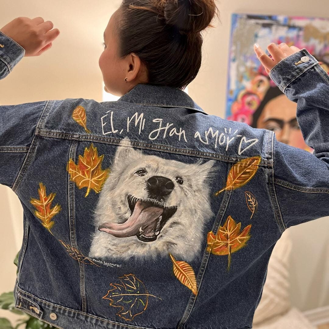 Personalized Pet Portrait Denim Jacket, Hand-painted Jacket, Unique Pet ...