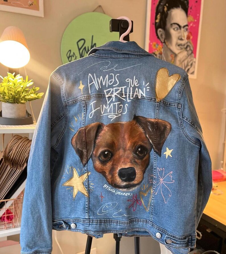Personalized Pet Portrait Denim Jacket, Hand-painted Jacket, Unique Pet ...