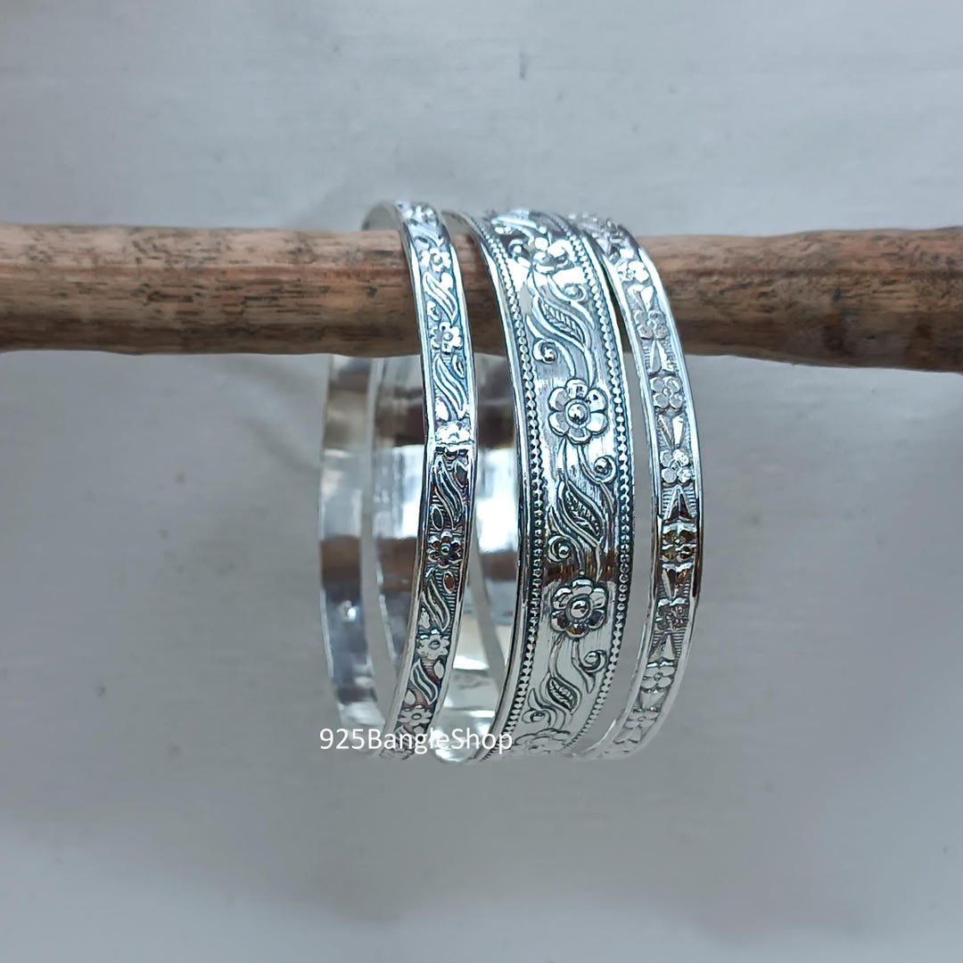 Handmade Sterling Silver Bangle Set: Western Indian Bangles - Etsy