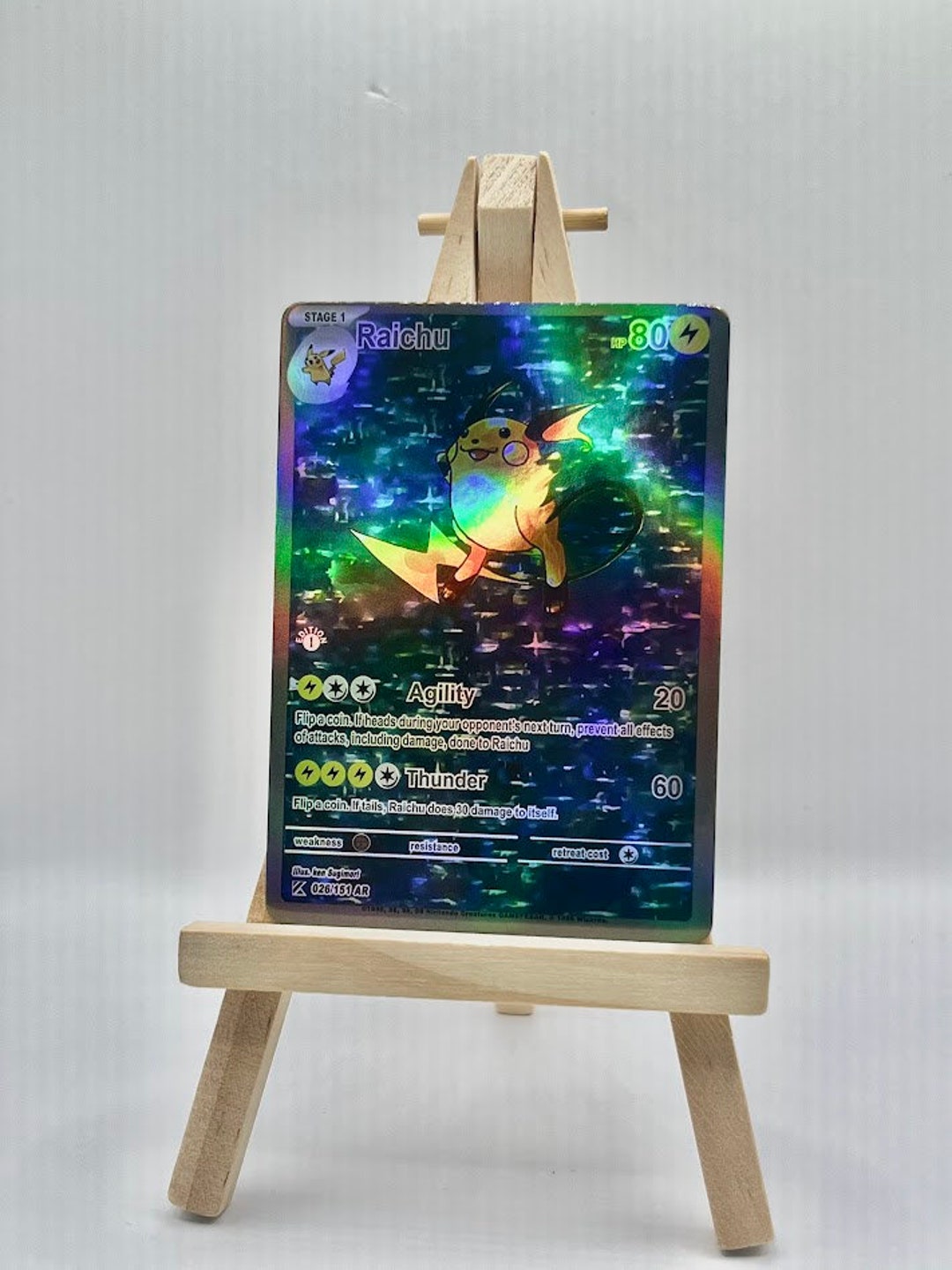 151 Pokeartica AI Artwork Custom Card Raichu HOLO 026/151 - Etsy
