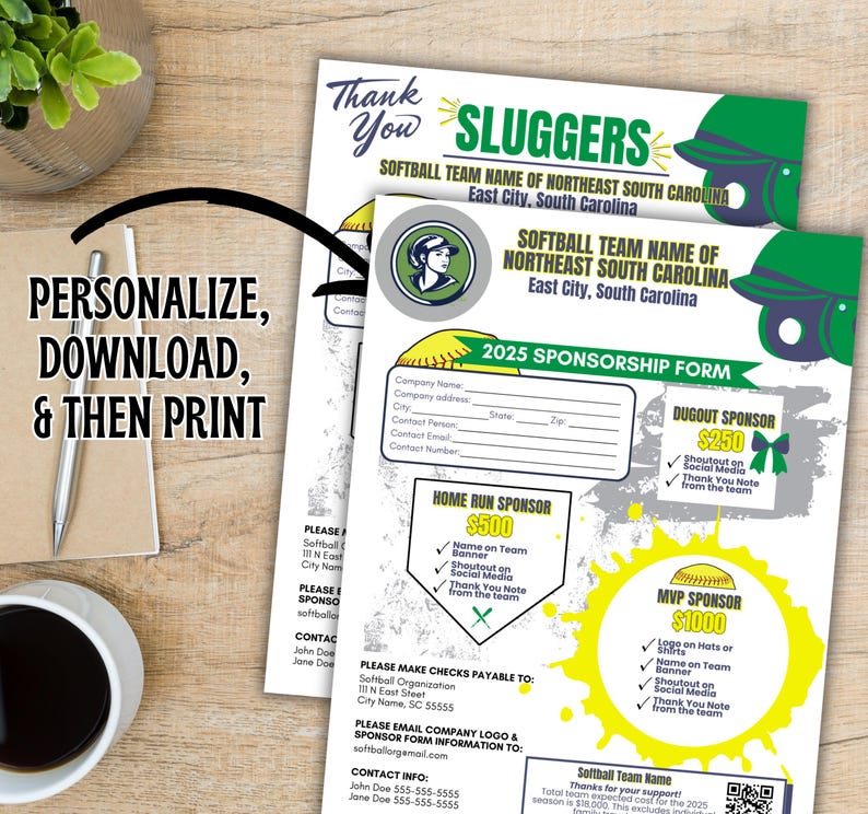 Editable Softball Sponsorship Flyer Template | Canva Sports Fundraiser ...