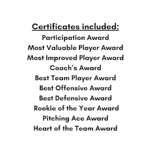 BASEBALL Certificate Award Template - Set of 10 | Fully Editable ...