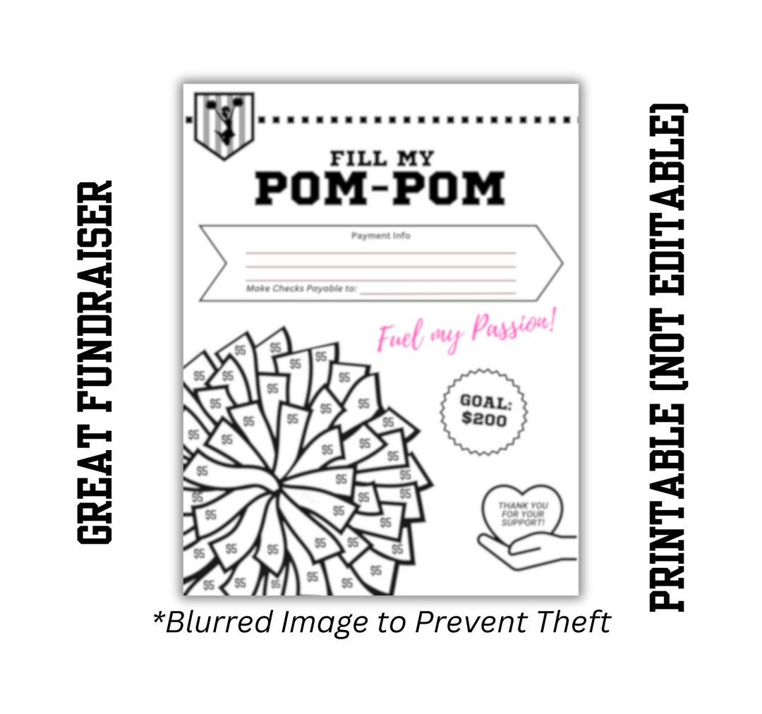 Cheer Fundraiser Printable | FILL MY Pom-pom | Cheer Comp ...
