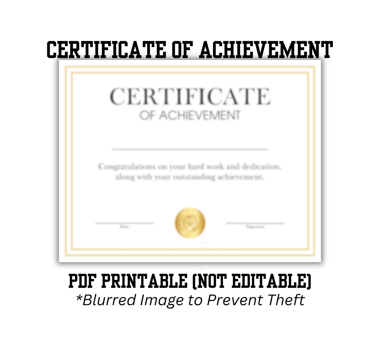 Certificate of Achievement Professional PDF | Modern Design | Printable ...