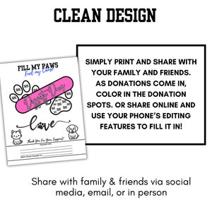 FILL MY PAWS Fundraiser | Printable 8.5" X 11" | Color-in Donation ...
