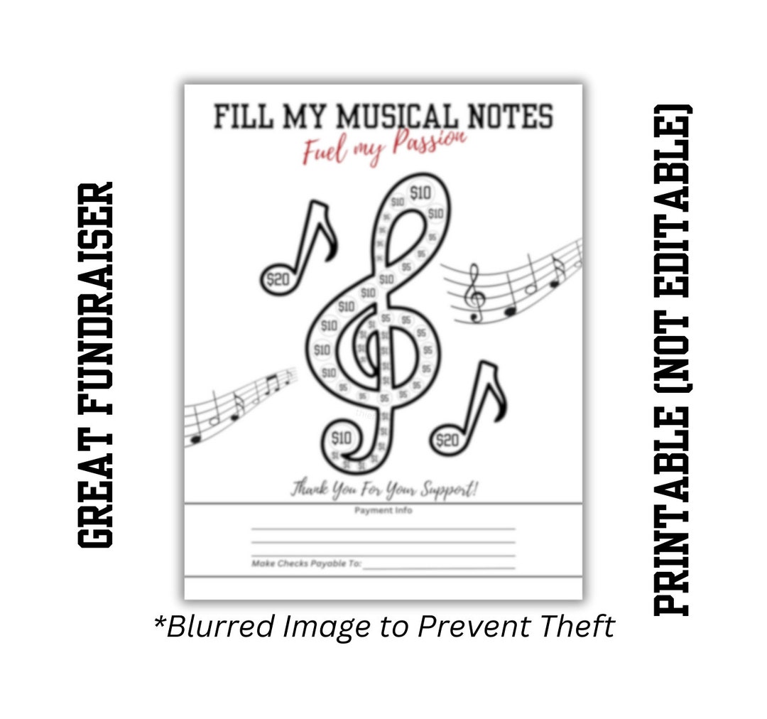 Fill My MUSIC NOTES: BAND High School Fundraiser | Printable 8.5x11 ...