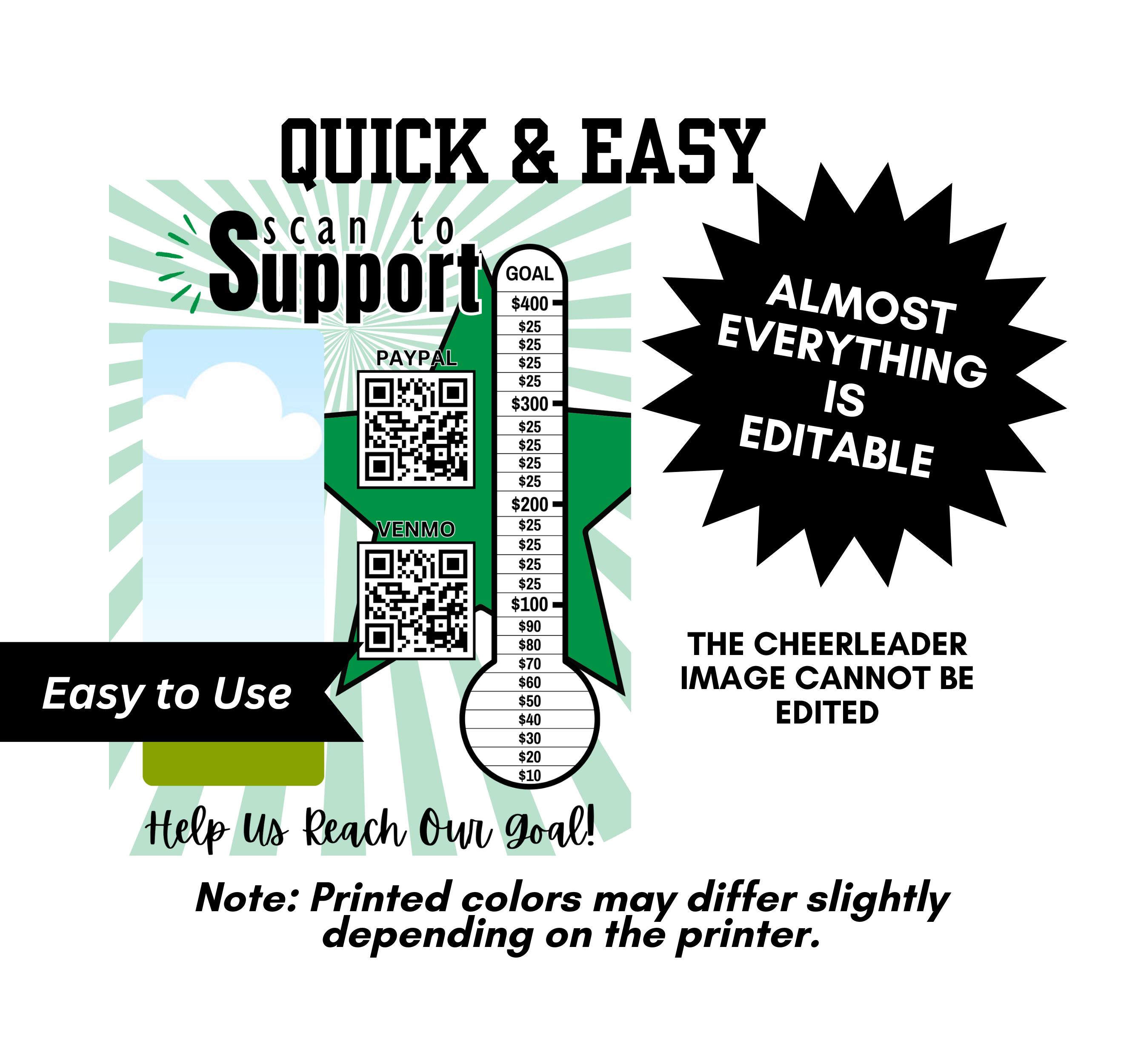 CHEER Fundraiser, Meter Fundraiser, Editable CHEER Fundraiser Game ...