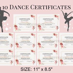 DANCE AWARD EDITABLE Certificates Bundle | End of Year | Floral Boho ...