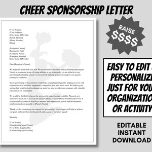 CHEER Sponsorship Letter: Customize and Support Your Local Cheer Squad ...
