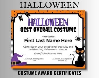 Printable Halloween Costume Party Award Halloween Party - Etsy
