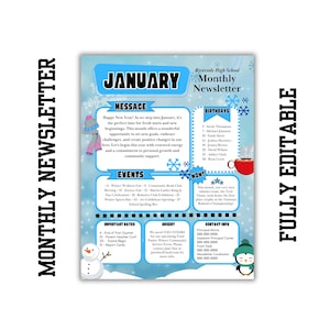 JANUARY MONTHLY NEWSLETTER, All Elements Are Editable, Great for ...