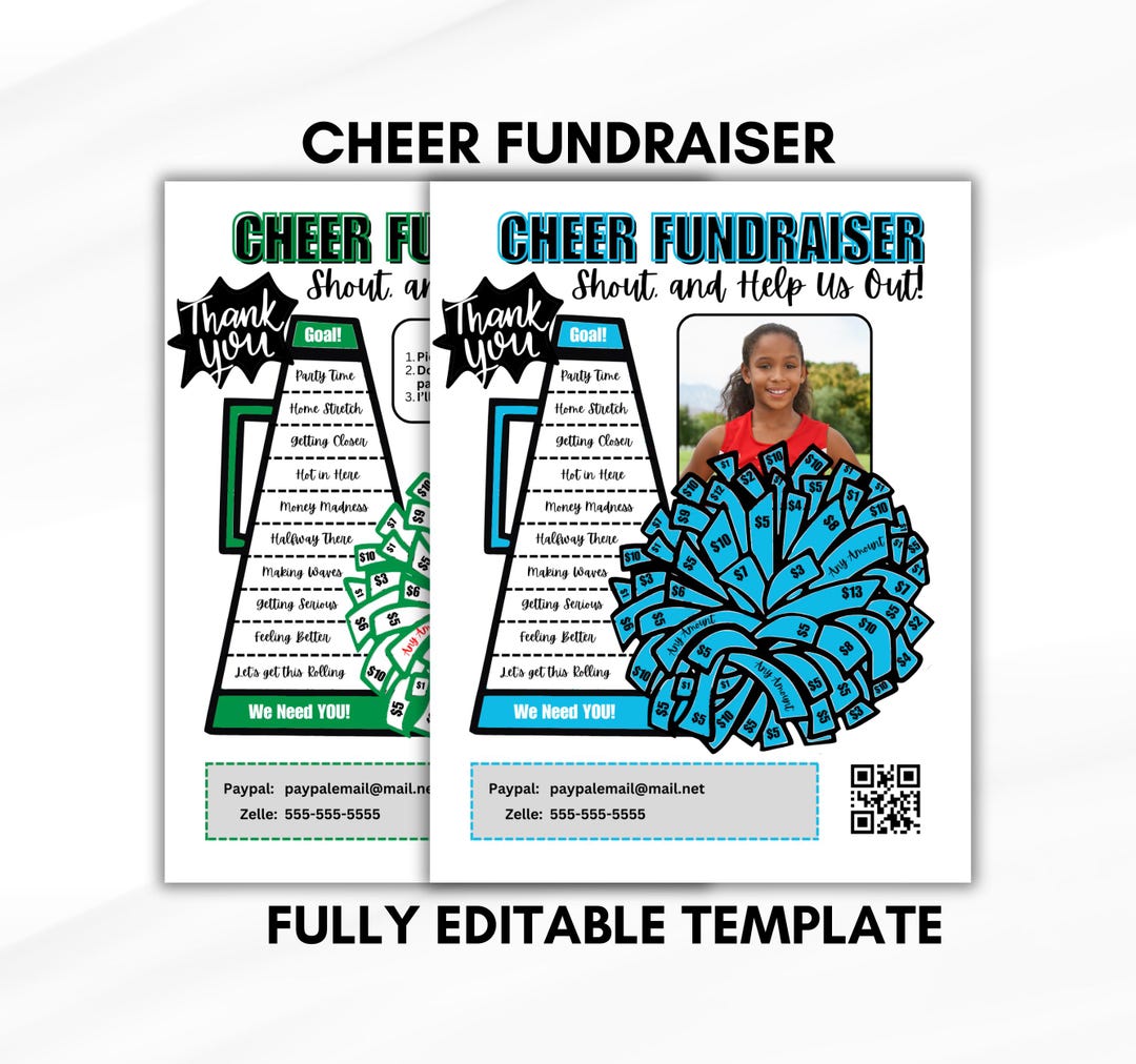 FULLY EDITABLE Cheer Fundraiser Template, Color My Megaphone ...