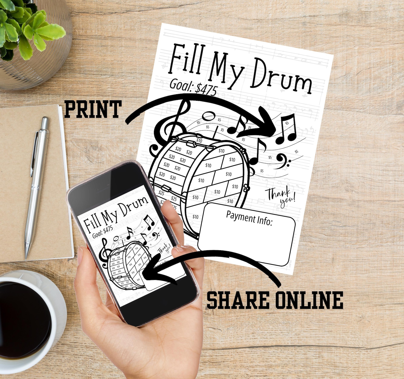 Marching Band Fundraiser Set Printable, Digital Download PDF & PNG ...