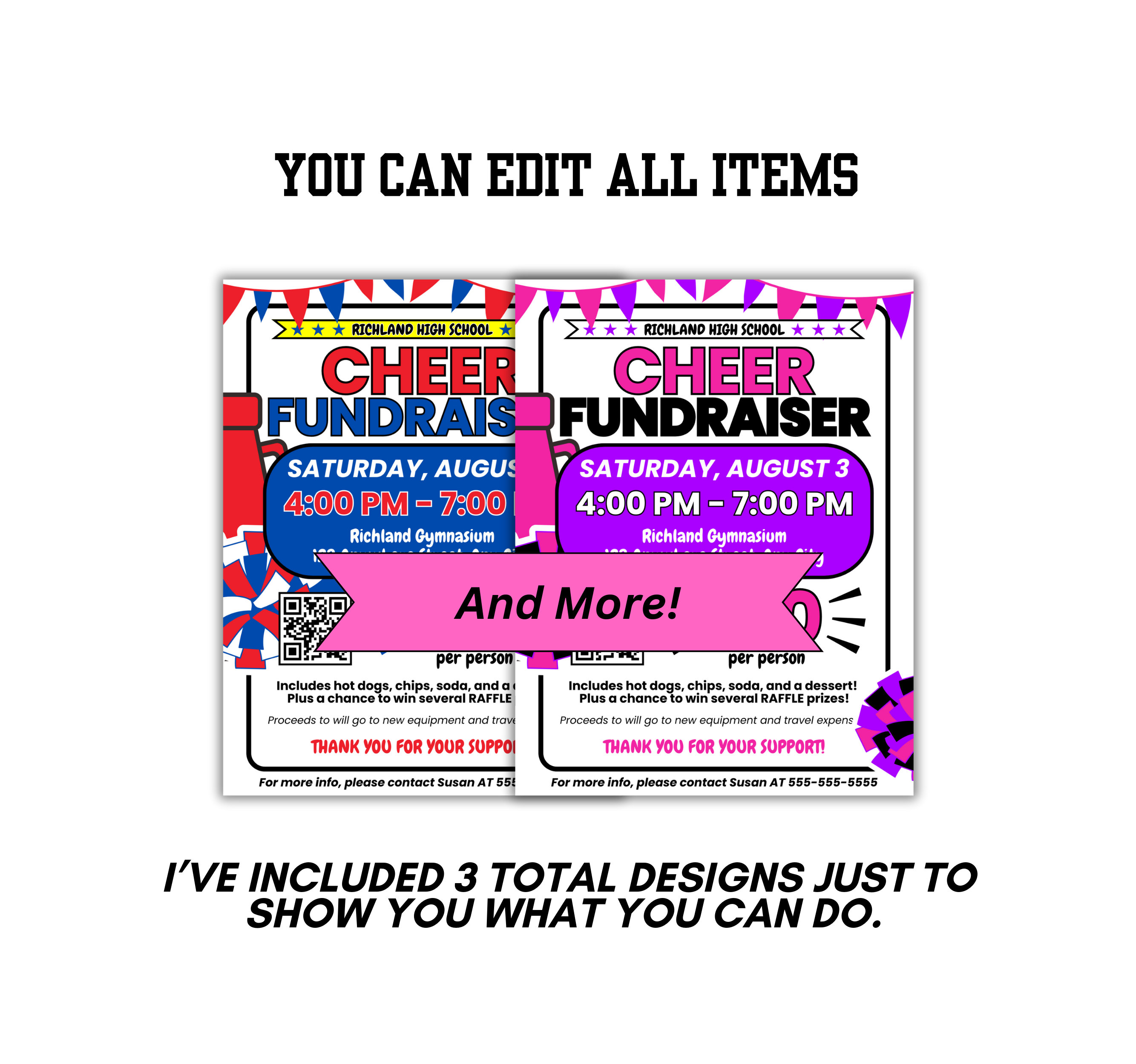 Cheer Fundraiser Editable Template, Fundraiser Even Flyer, Cheer Comp ...