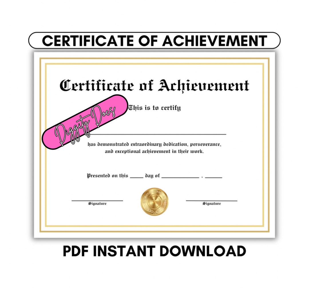 Certificate of Achievement Professional PDF Modern Design Printable ...