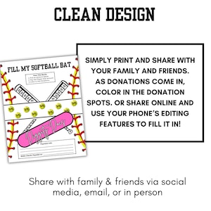 Fill My BAT Softball Fundraiser | Printable 8.5" X 11" | Color-in ...