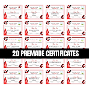 CHEER AWARD Editable Certificates | Celebrate Your Cheerleaders ...