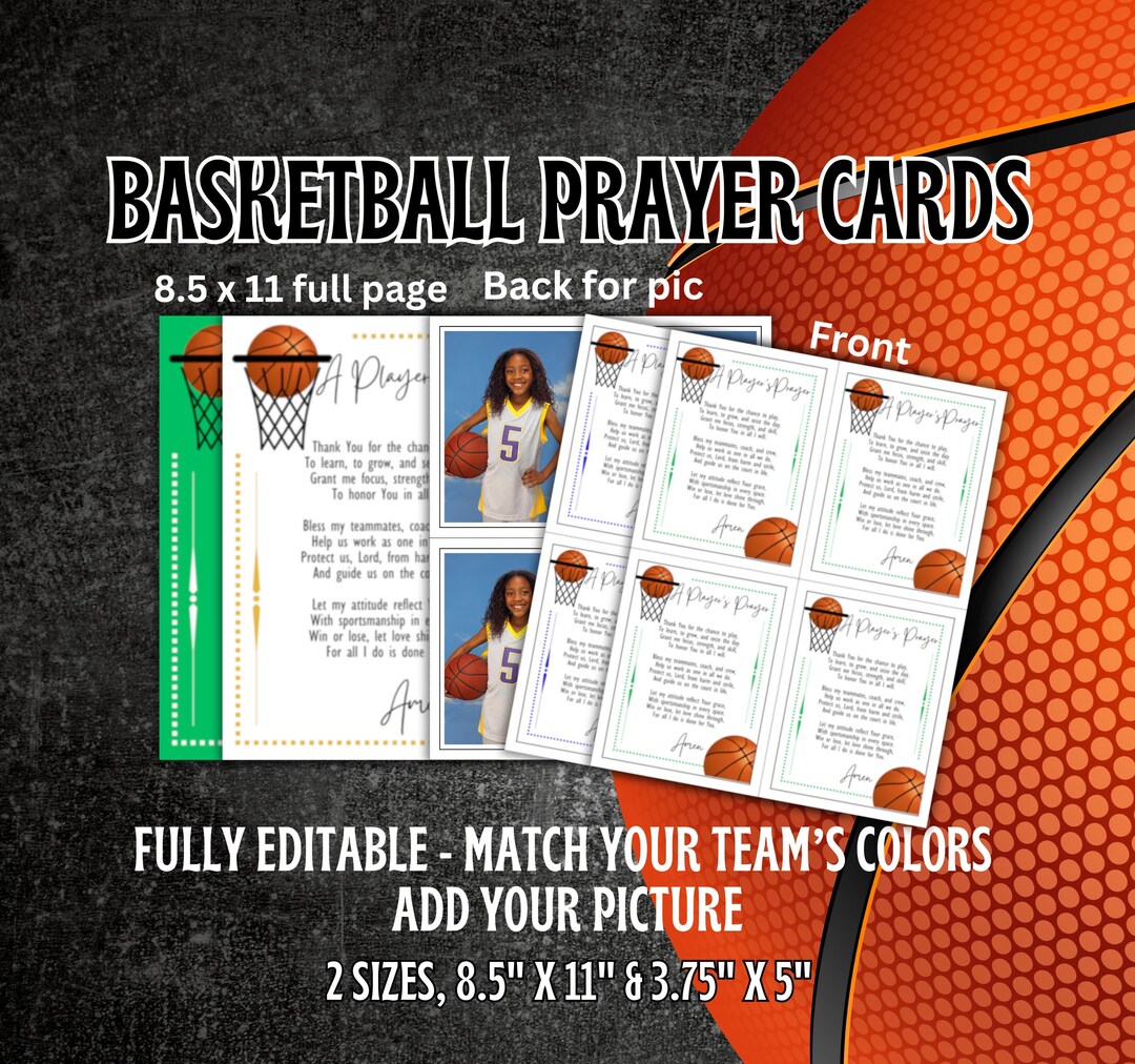 EDITABLE Basketball Prayer Card: Elevate Your Game With Inspirational ...