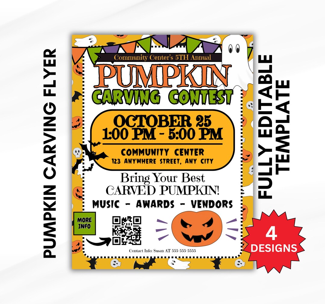 Halloween PUMPKIN CARVING Event Flyer - Fully Editable, Fun Halloween ...