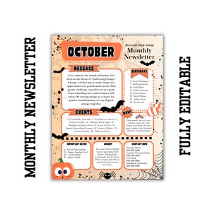 OCTOBER MONTHLY NEWSLETTER, All Elements Are Editable, Great for ...