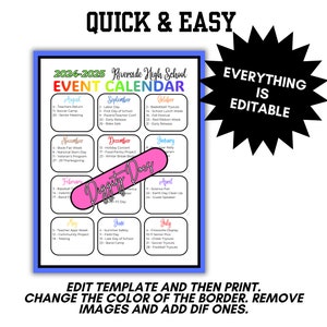 CALENDAR OF EVENTS, Starts With August, Planner, Events Template ...