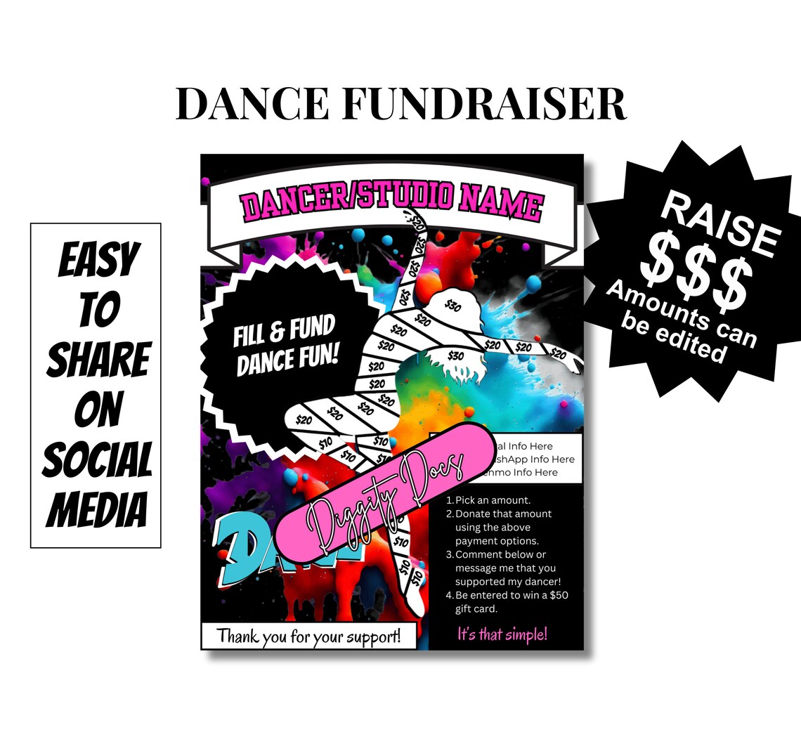 DANCE FUNDRAISER | Editable | Dance Fundraiser Sheet | Dance ...