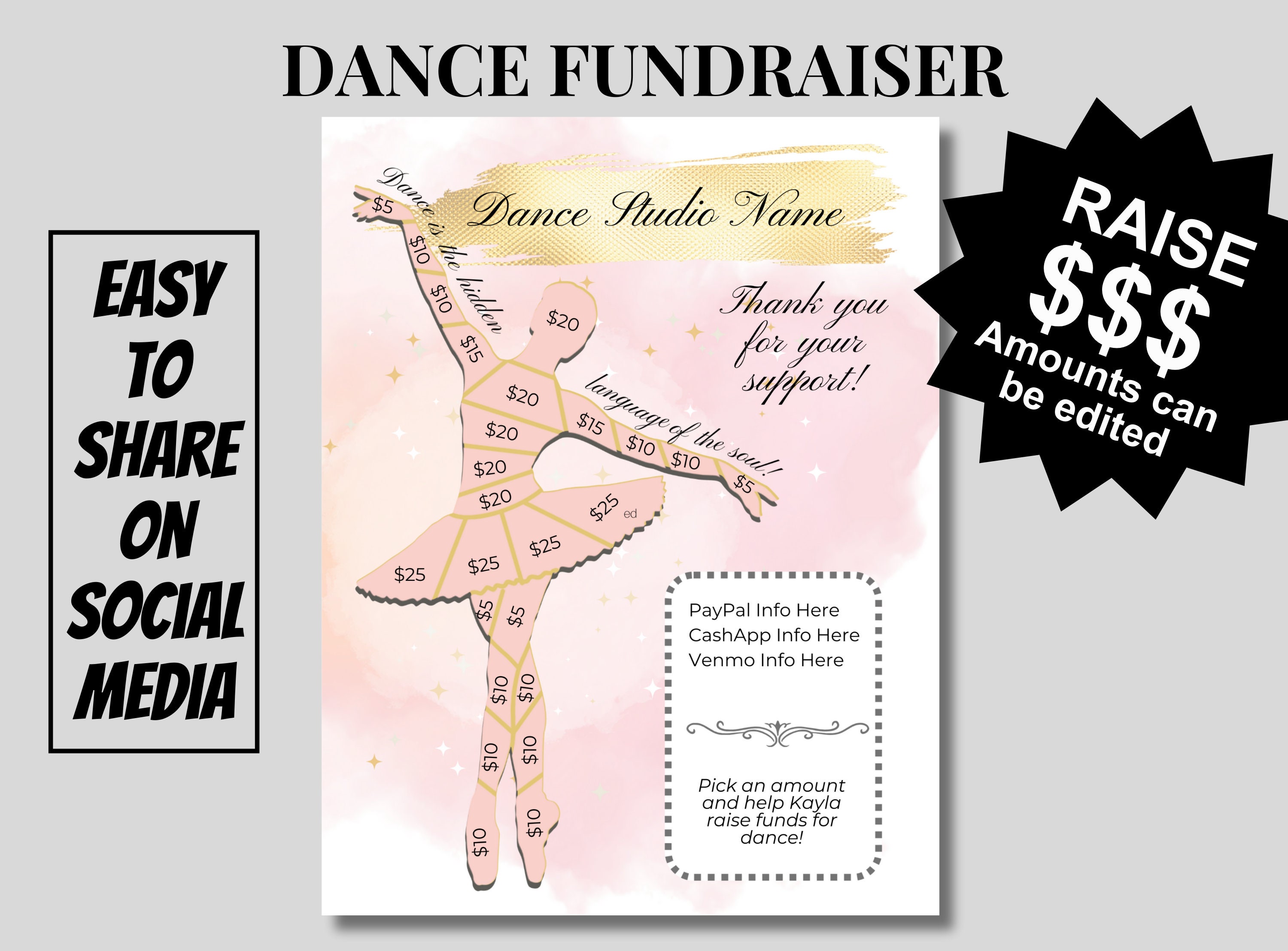 BALLET Fundraiser Fill-in Editable Ballet Fundraiser Sheet Dance ...