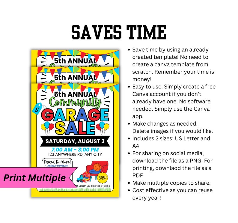 Editable Garage Sale Flyer Template - Customizable Yard Sale Poster for ...