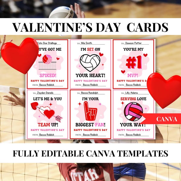 Volleyball Valentine - Etsy