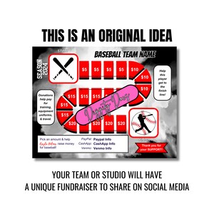 UNIQUE BASEBALL Fill in Fundraiser Game Board | Editable Baseball ...