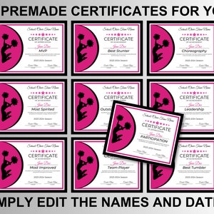 CHEER AWARD Editable Certificates | Celebrate Your Cheerleaders ...
