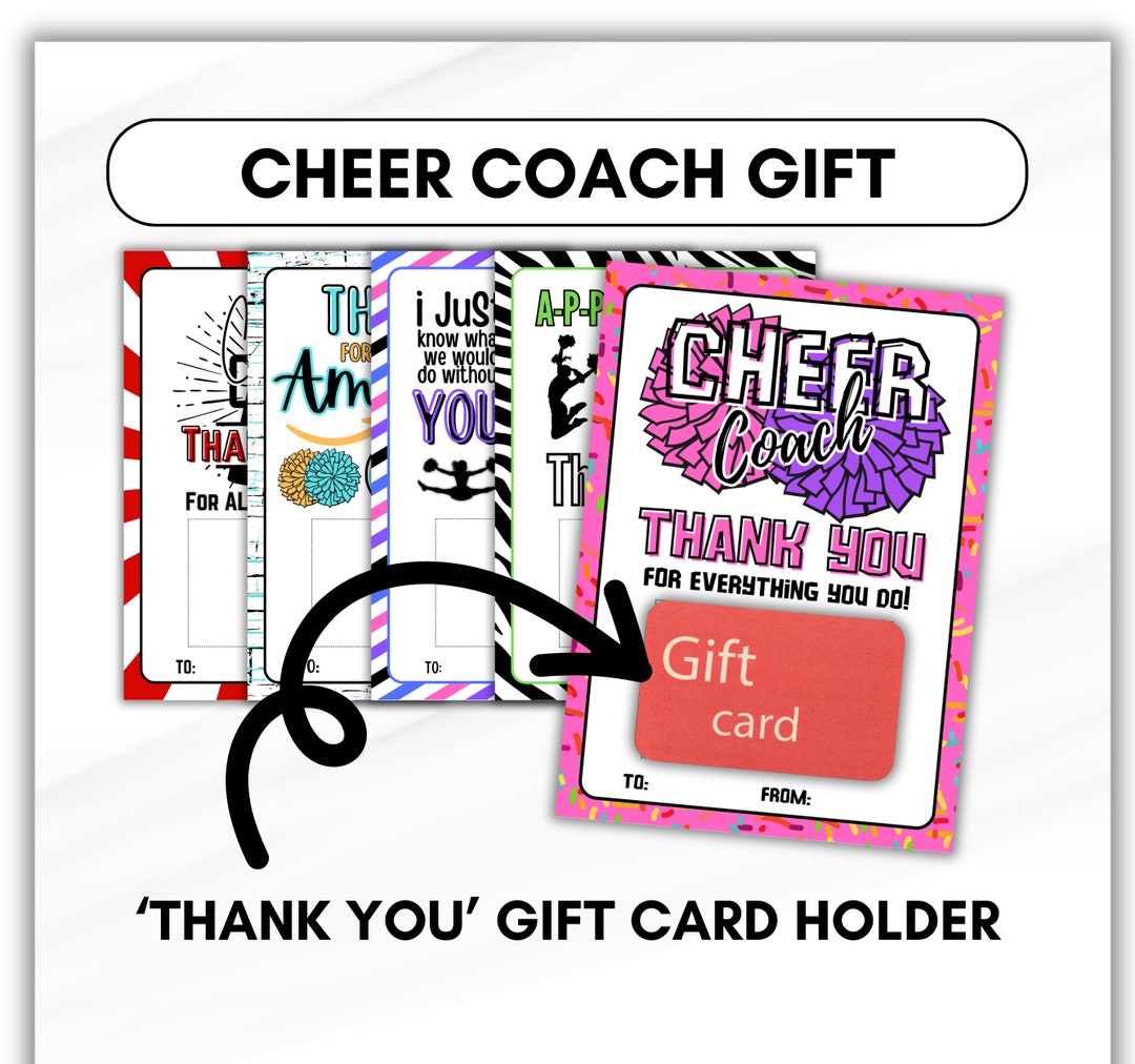 CHEER COACH Appreciation Gift Card Holder, Printable, Thank You Card ...