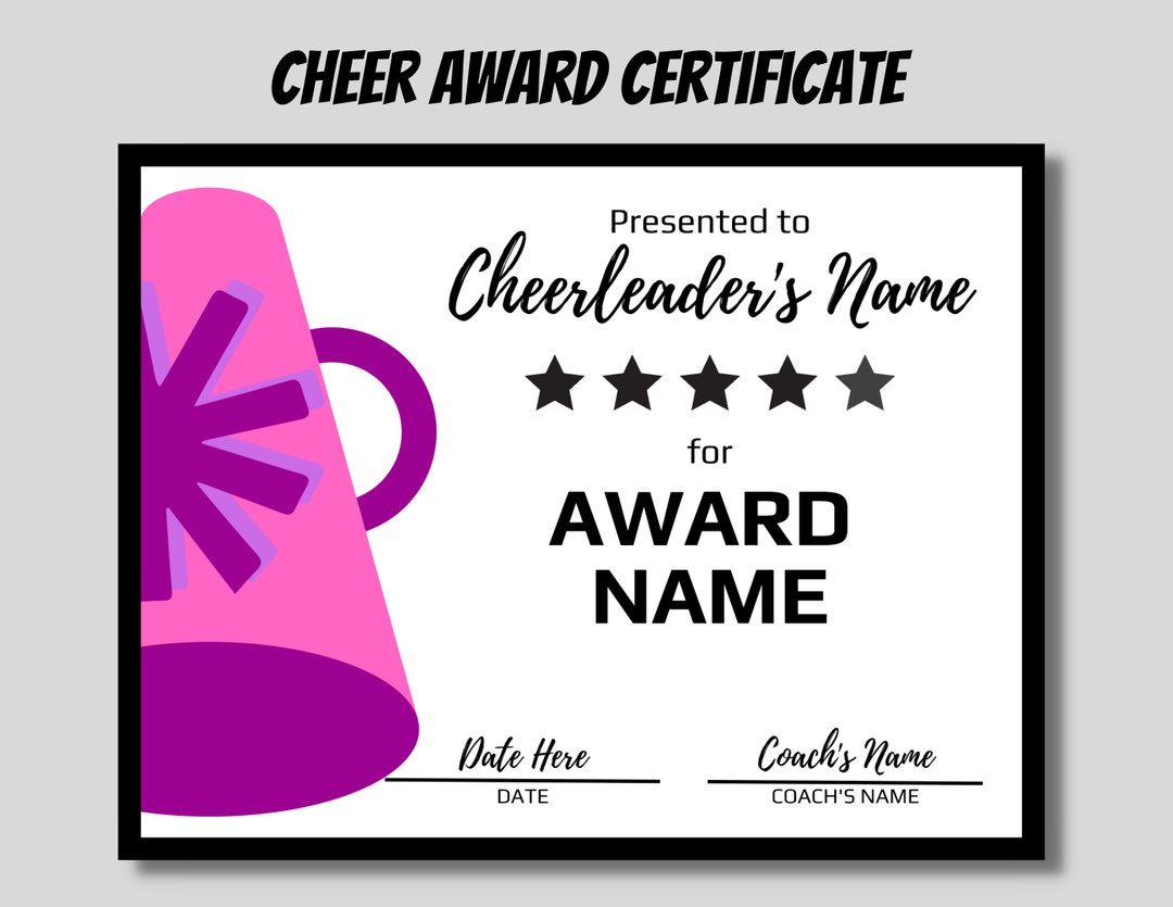 EDITABLE Cheer Award Certificates Cheer Comp Awards End of Year Awards ...