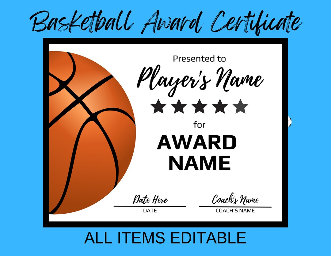 EDITABLE Basketball Award Certificates Basketball Awards End of Year ...