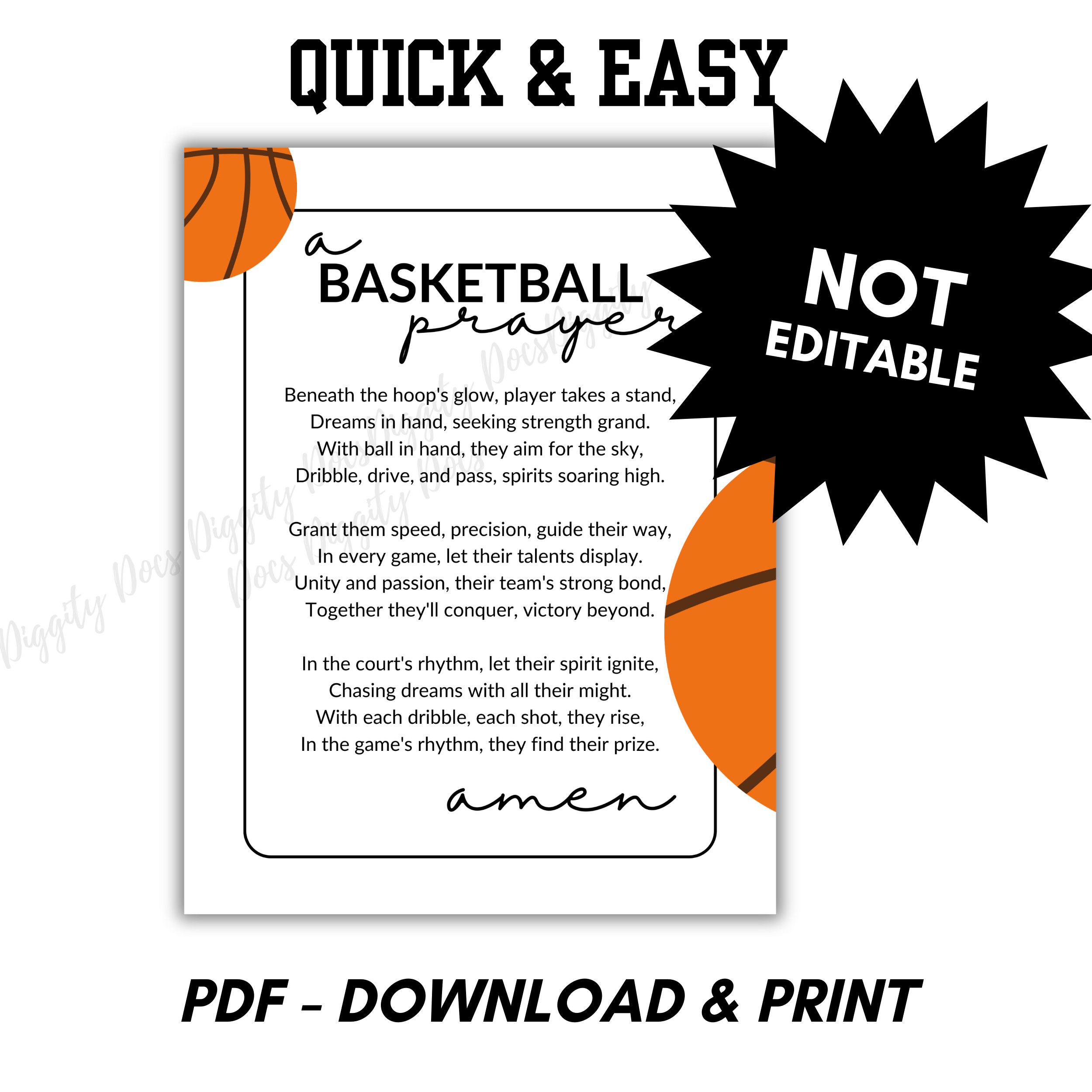 Basketball Prayer Card: Elevate Your Game With Inspirational Strength ...