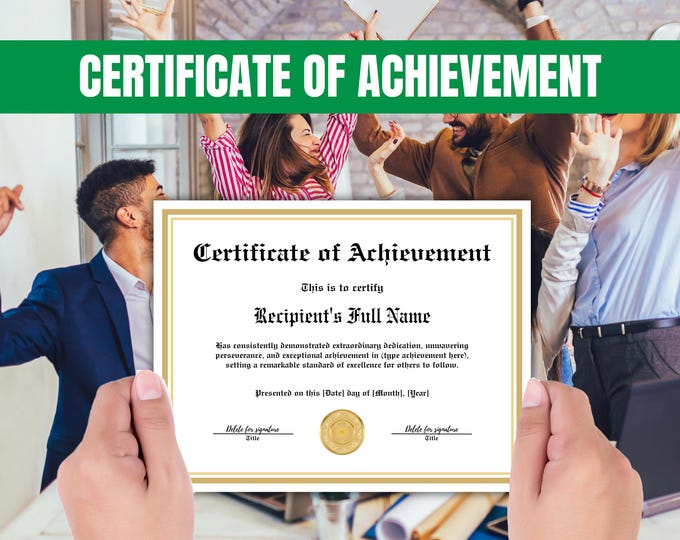 Custom Certificate Printable Award Gold Style Design Personalized ...