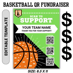 BASKETBALL Fundraiser With QR Code, Color Changing, Custom Template ...