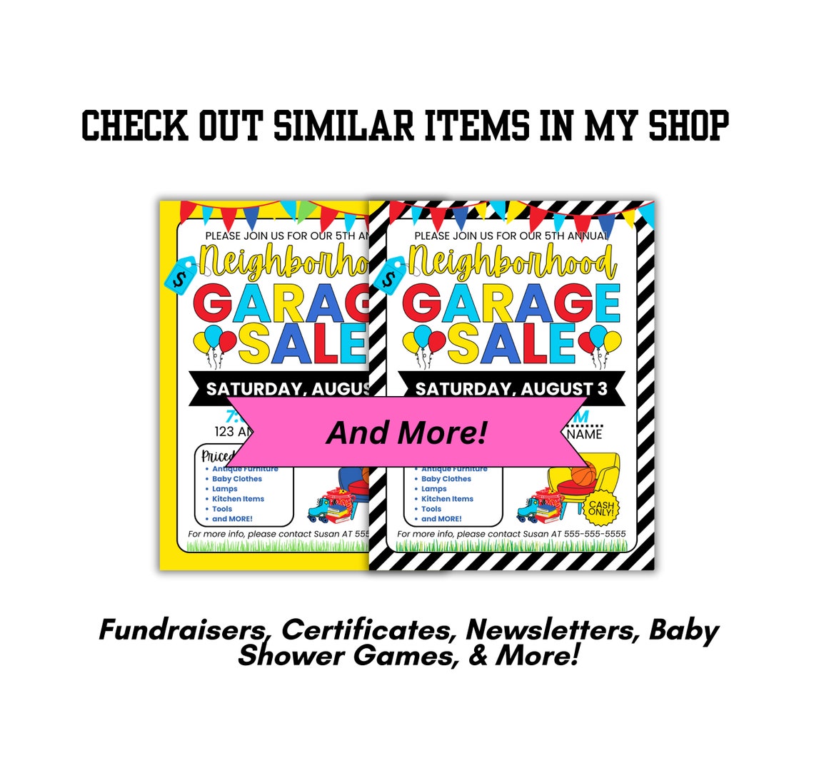 Editable YARD Sale Flyer Template - Customizable GARAGE Sale Poster for ...