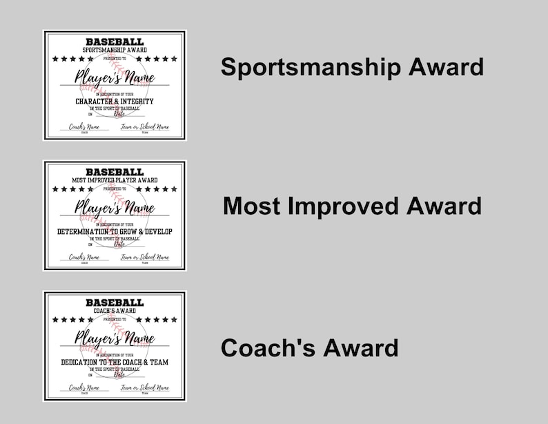 Baseball EDITABLE Certificates | Baseball Awards | End of Year Awards ...