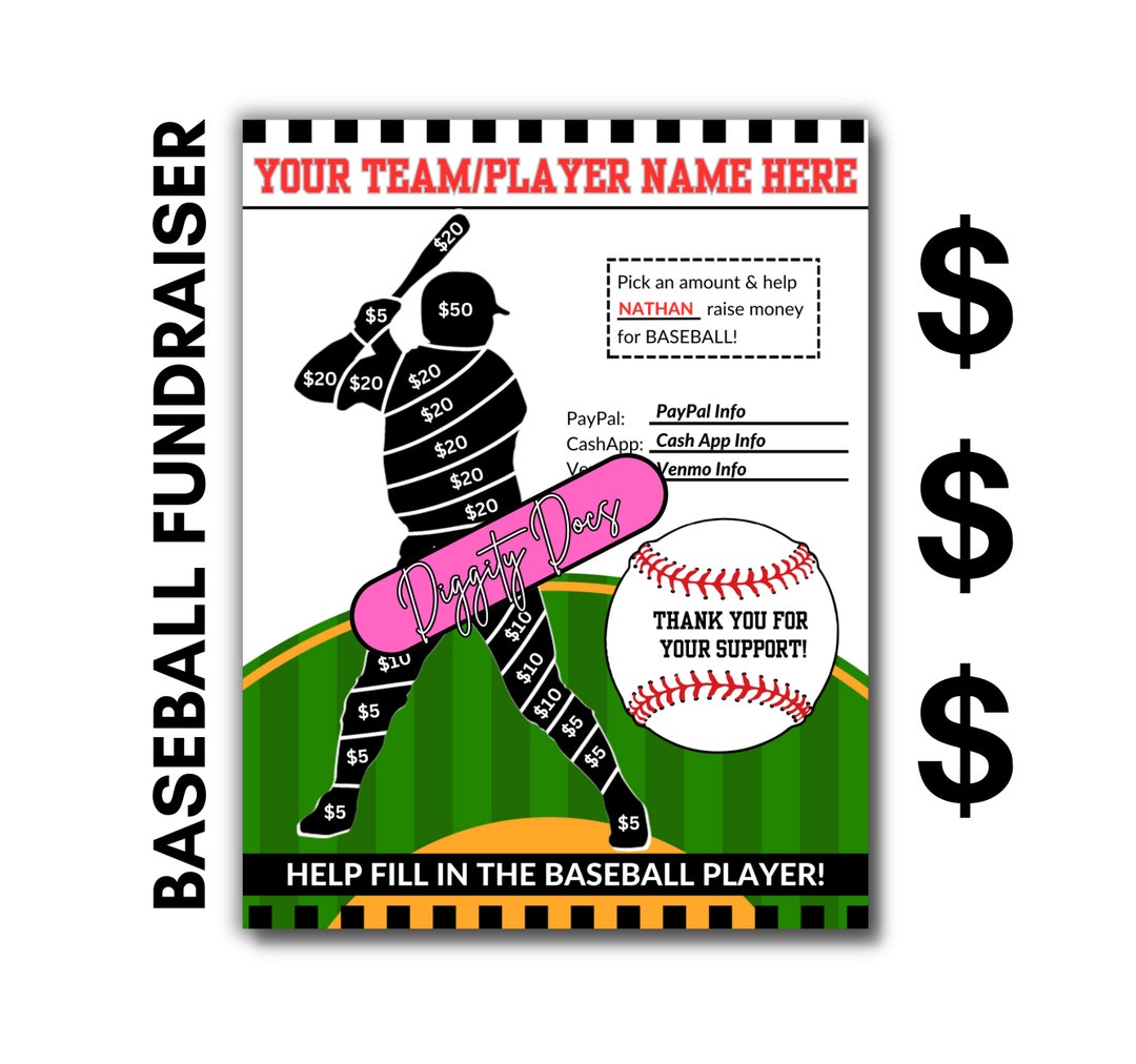 BASEBALL FUNDRAISER Editable Template Sheet AAU Baseball Fundraiser ...