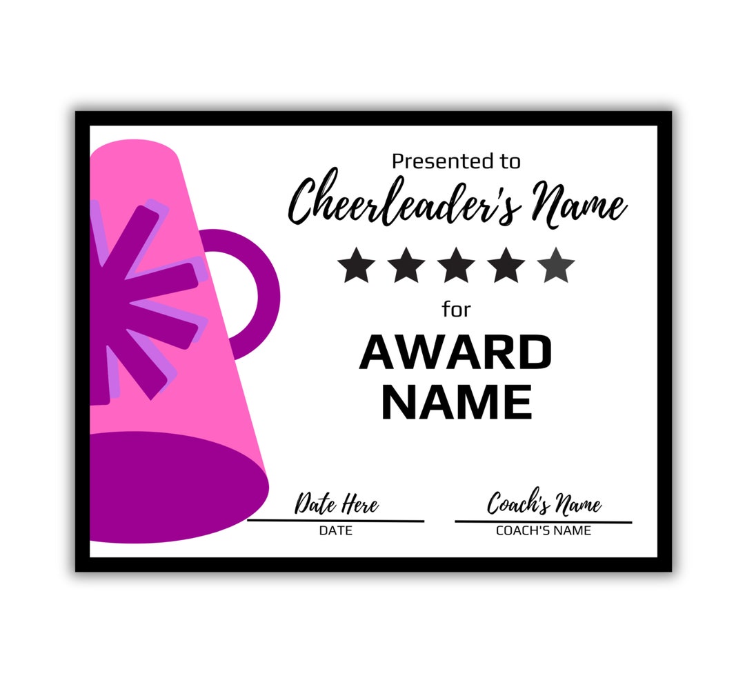 EDITABLE Cheer Award Certificates Cheer Comp Awards End of Year Awards ...
