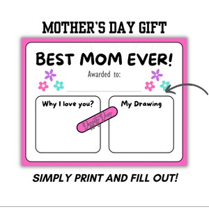Mother's Day Certificate PDF Printable - Print & Fill Out. Perfect Gift ...