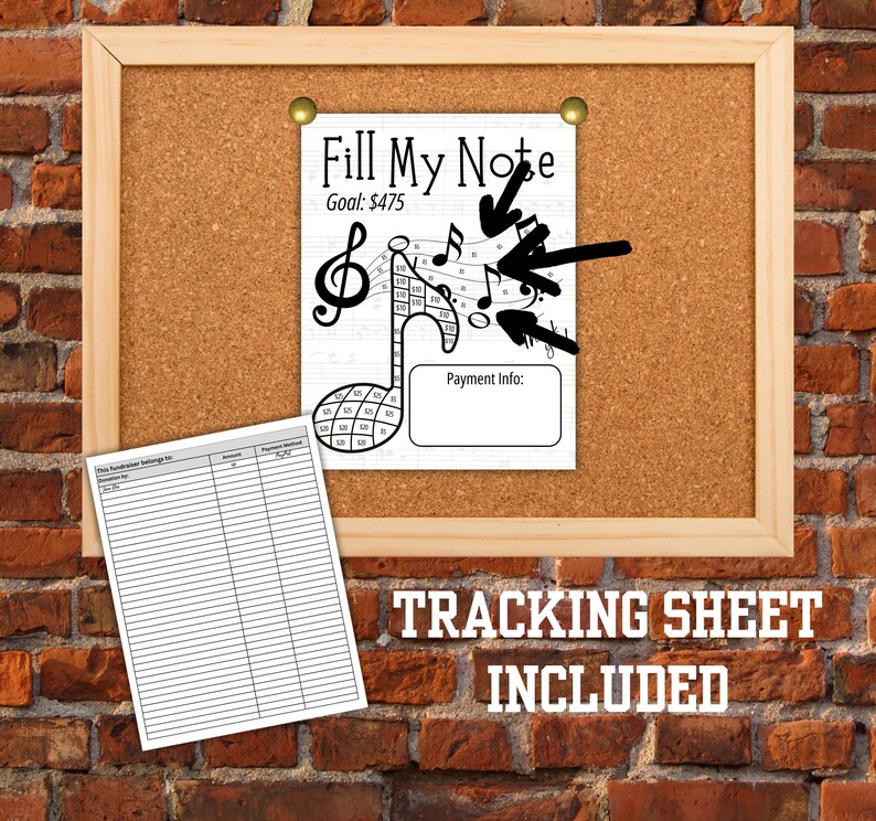 Fill My Note Fundraiser Tracker Printable, Digital Download PDF, Color ...