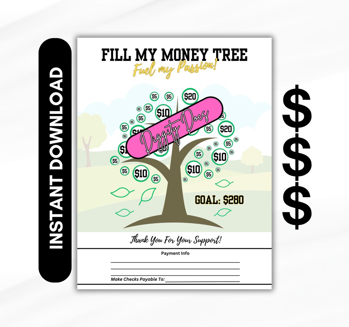 FILL MY Money Tree Fundraiser | Printable 8.5" X 11" Color-in Donation ...