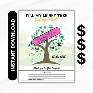 FILL MY Money Tree Fundraiser | Printable 8.5" X 11" Color-in Donation ...