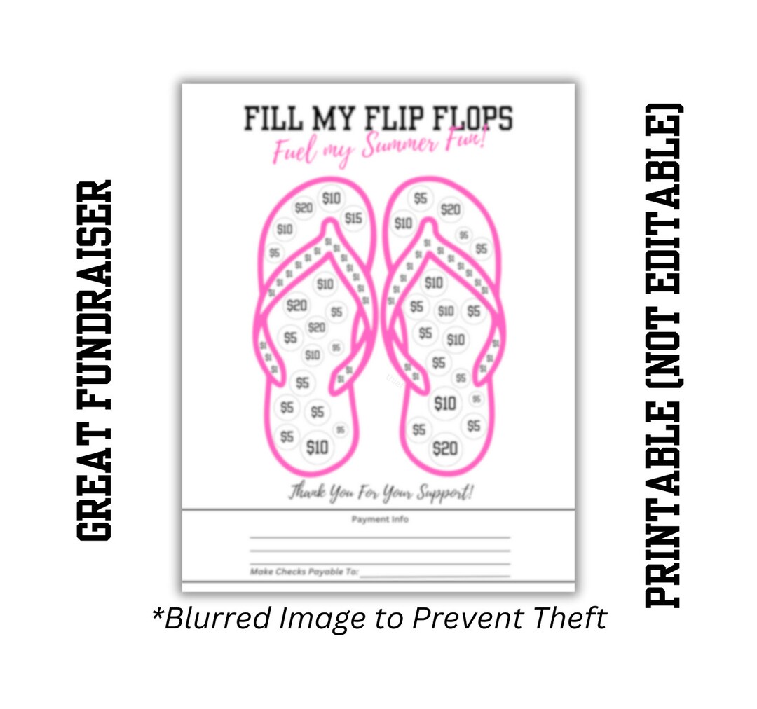 FILL MY Flip Flops SUMMER Fundraiser | Printable 8.5" X 11" | Color-in ...