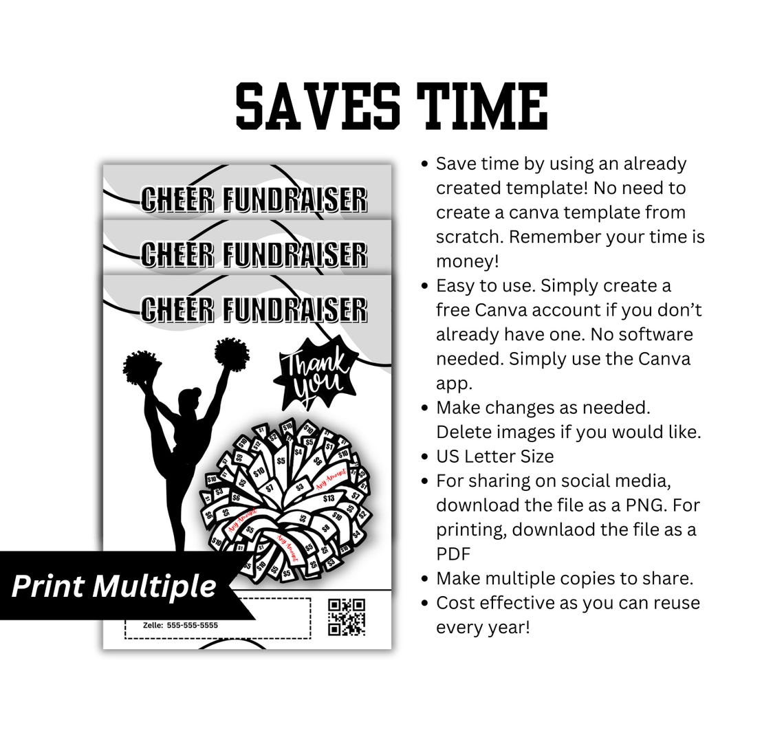 Editable Cheer Fundraiser Templates - Pom Pom Donation for Cheer Teams ...